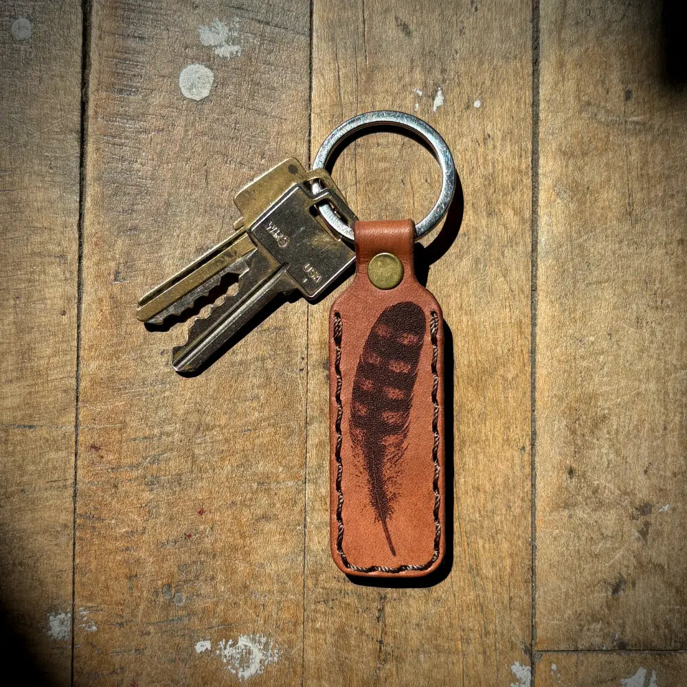 Turkey Feather Leather Keychain – TimberAndFins